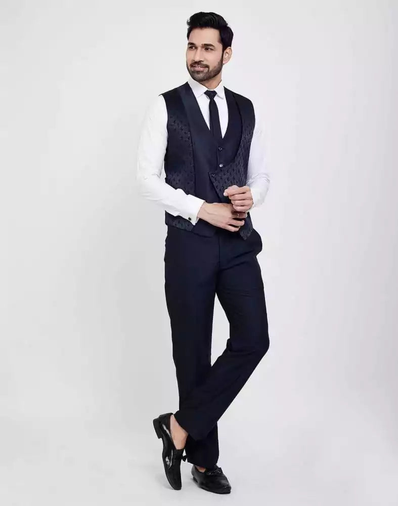 Royal Blue Solid Terry Rayon 5 Pc Tuxido Designer Suit – RS Brothers